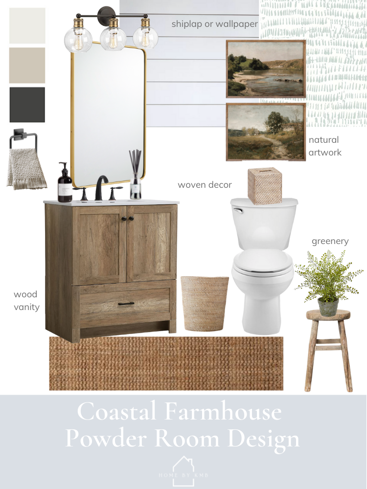 4 Coastal Farmhouse Powder Room Designs - HOME by KMB